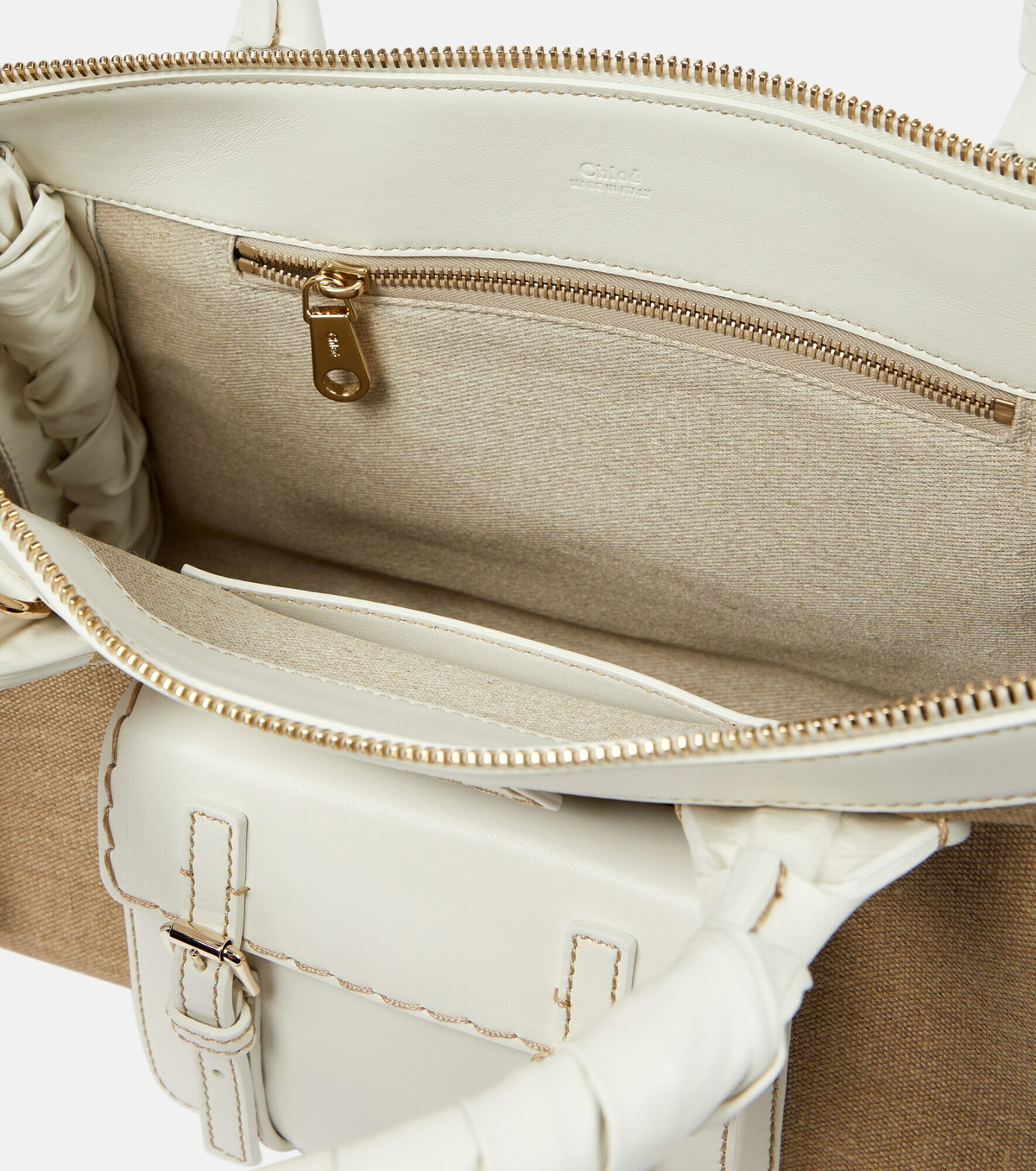 Chloe - Edith Medium leather-trimmed linen tote Chloe