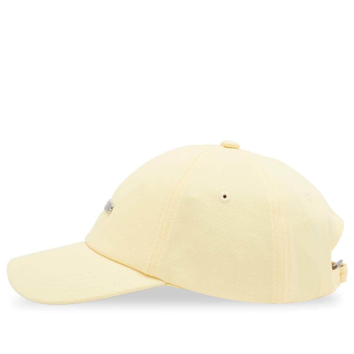 Jacquemus Men's Cotton Logo Cap in Pale Yellow Jacquemus