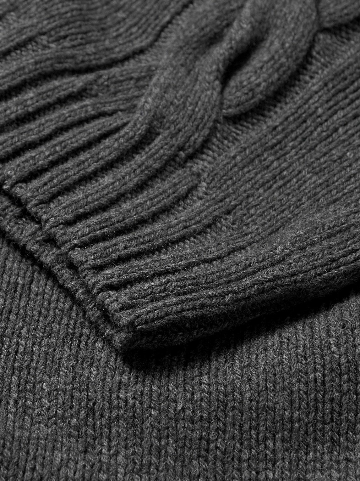 Anderson & Sheppard - Rollneck Cable-Knit Merino Wool Sweater - Gray ...