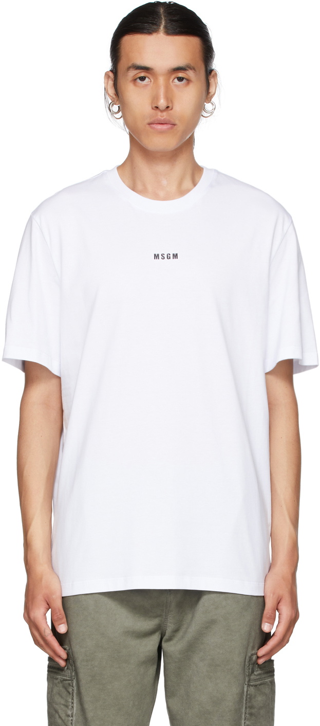 MSGM White Micro Logo T-Shirt MSGM
