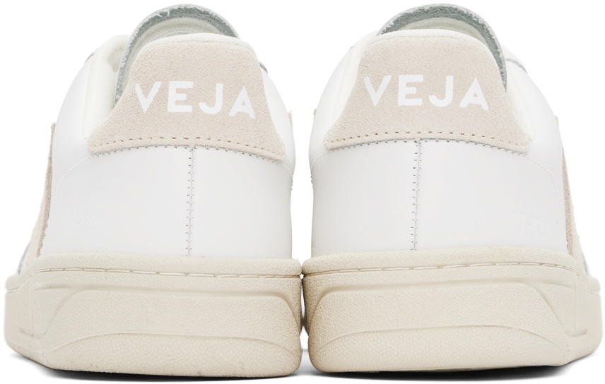 VEJA White & Beige V-12 Leather Sneakers VEJA