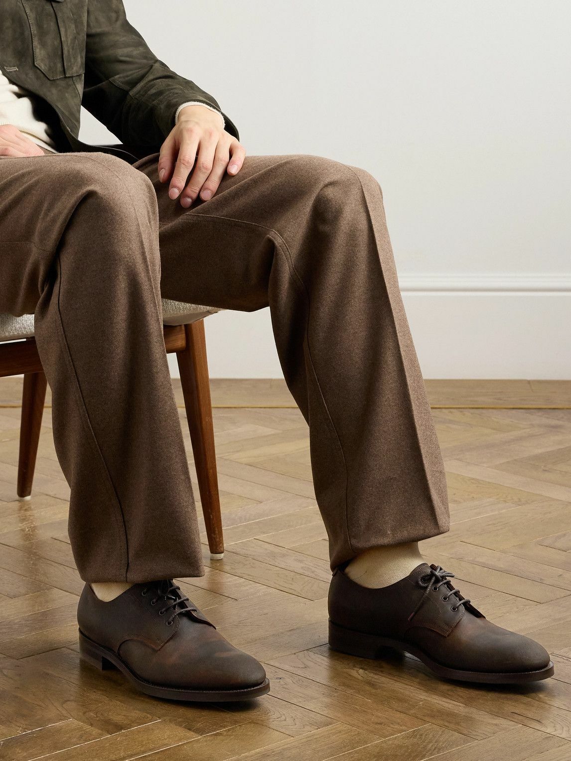 Edward Green - Leith Suede Derby Shoes - Brown Edward Green