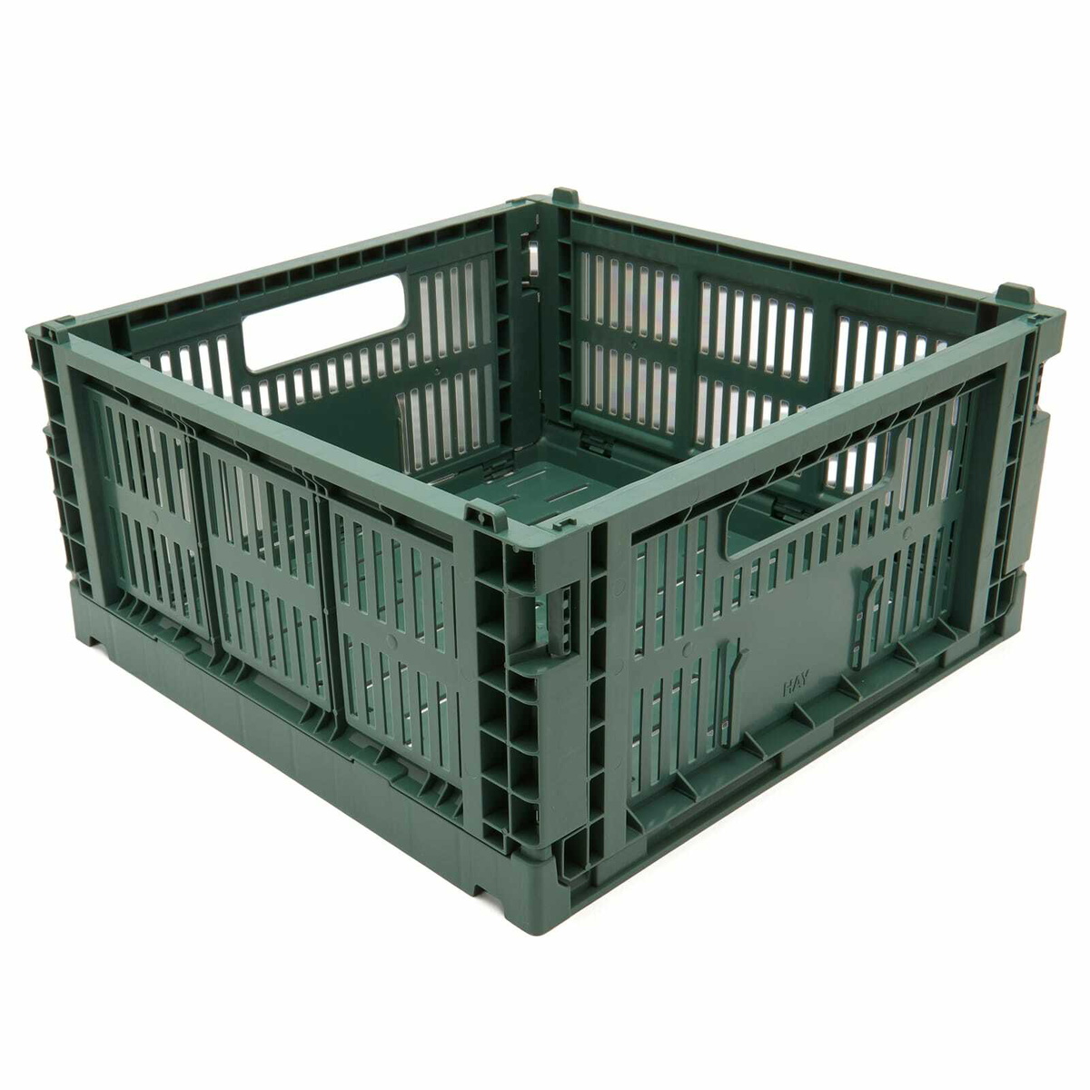 HAY Medium Square Recycled Colour Crate in Dark Green HAY