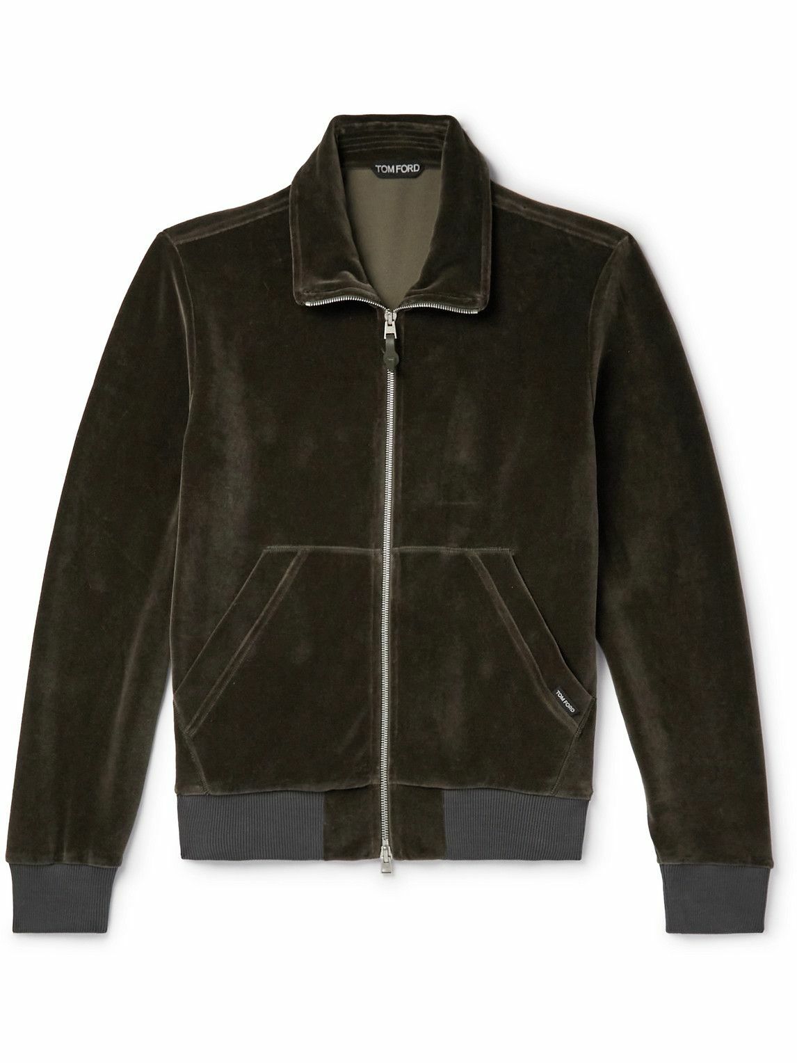 TOM FORD - Cotton-Blend Velour Track Jacket - Brown TOM FORD