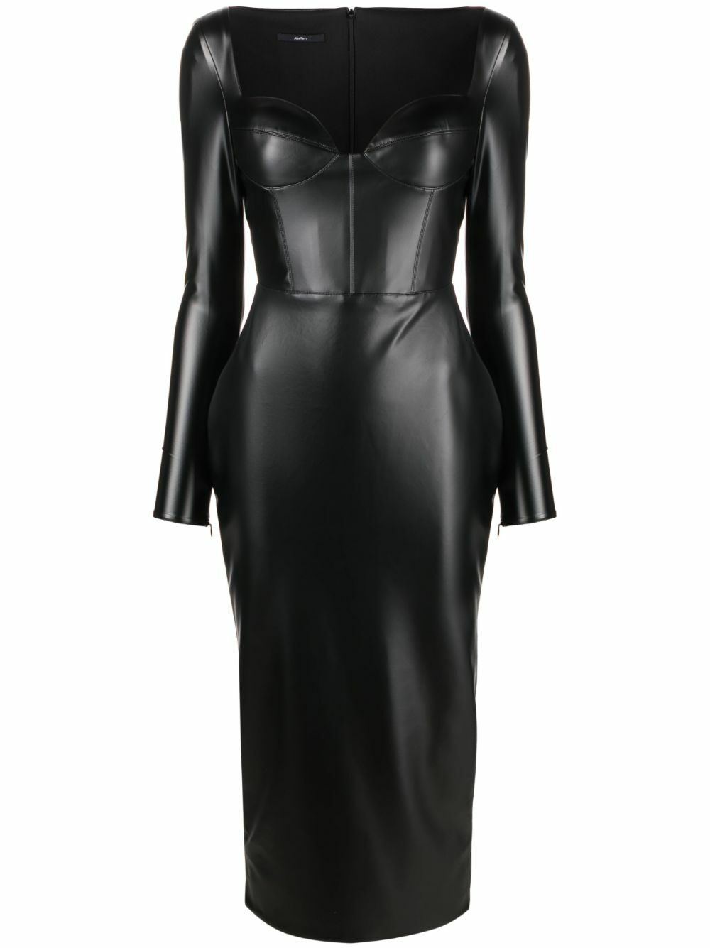 Alex Perry Black Blade Faux Leather Midi Dress Alex Perry