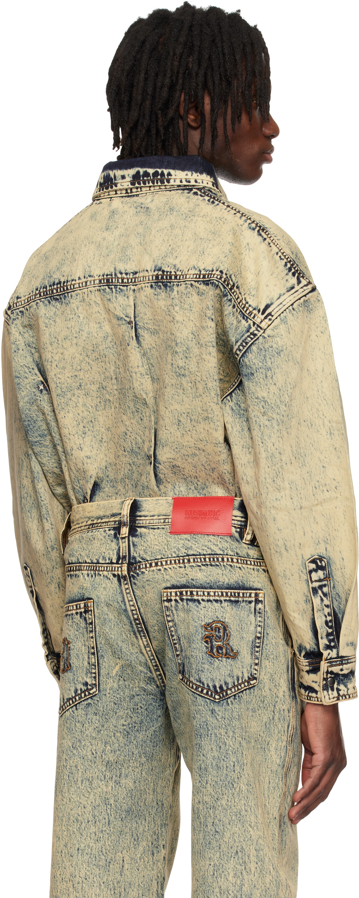 KUSIKOHC Navy & Beige Multi Rivet Denim Shirt KUSIKOHC