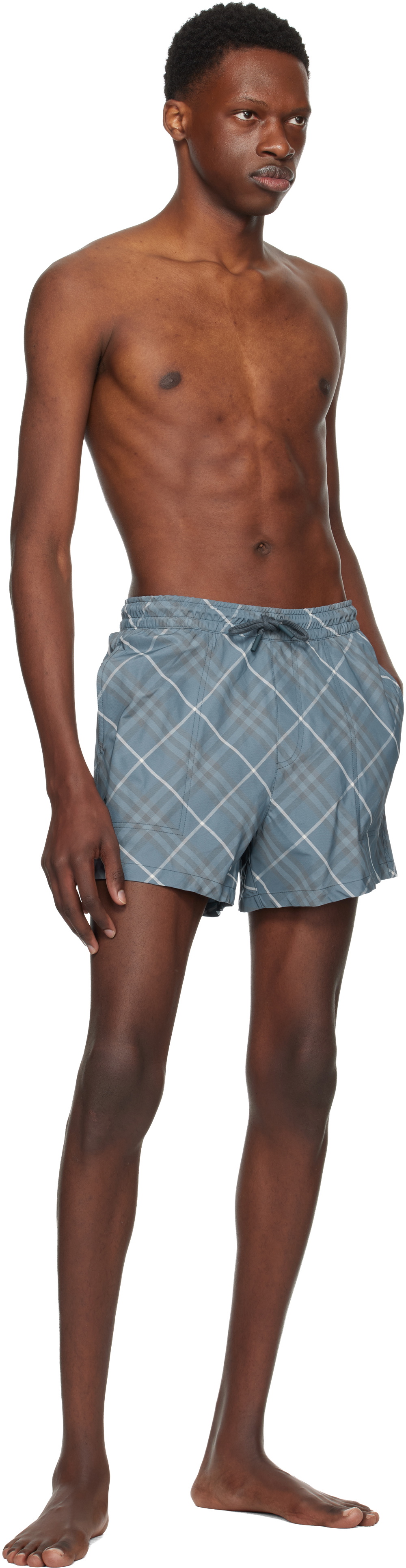 Burberry Navy Check Swim Shorts Burberry