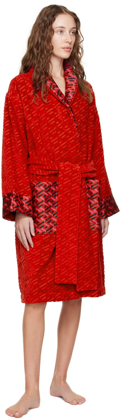 Versace Underwear Red Greca Robe Versace Underwear