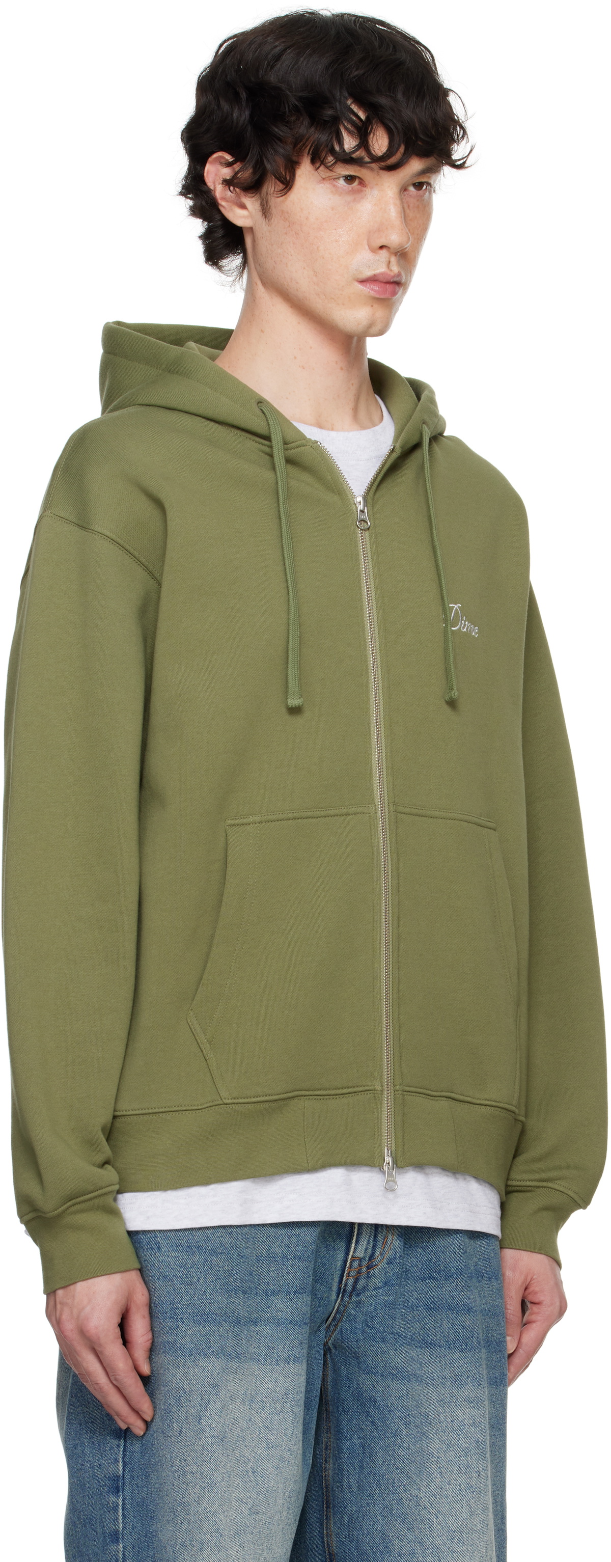 Dime Khaki Cursive Zip Hoodie Dime