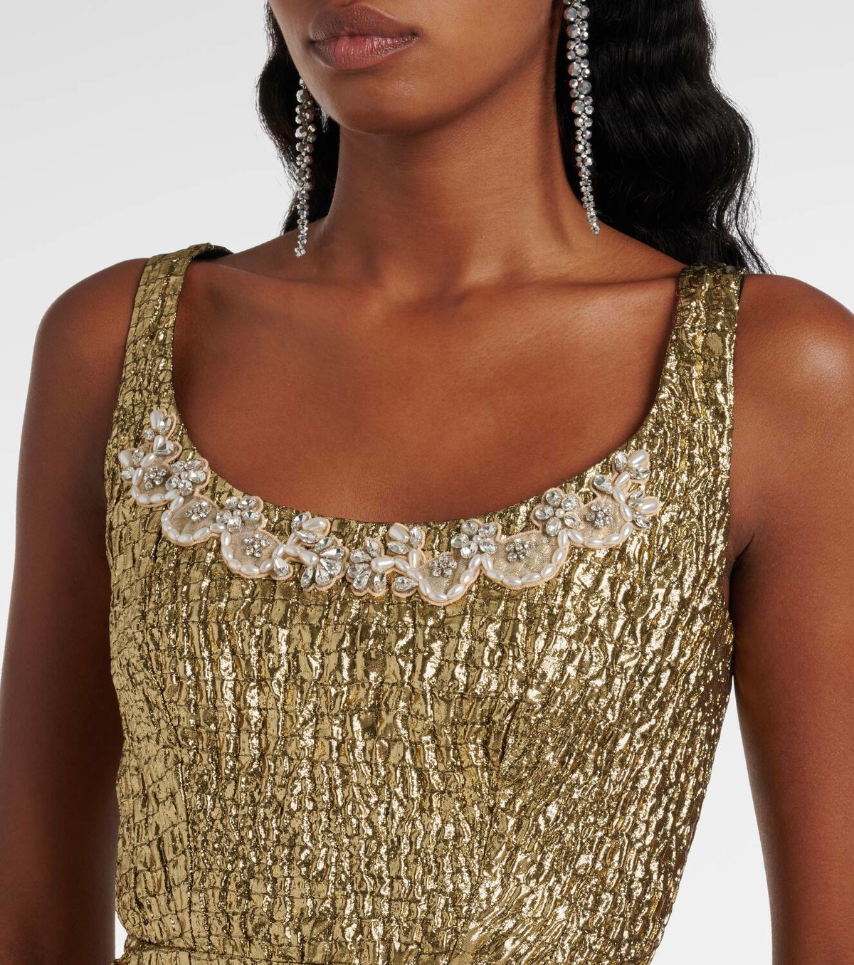 Simone Rocha Embellished metallic-effect cloqué midi dress Simone Rocha