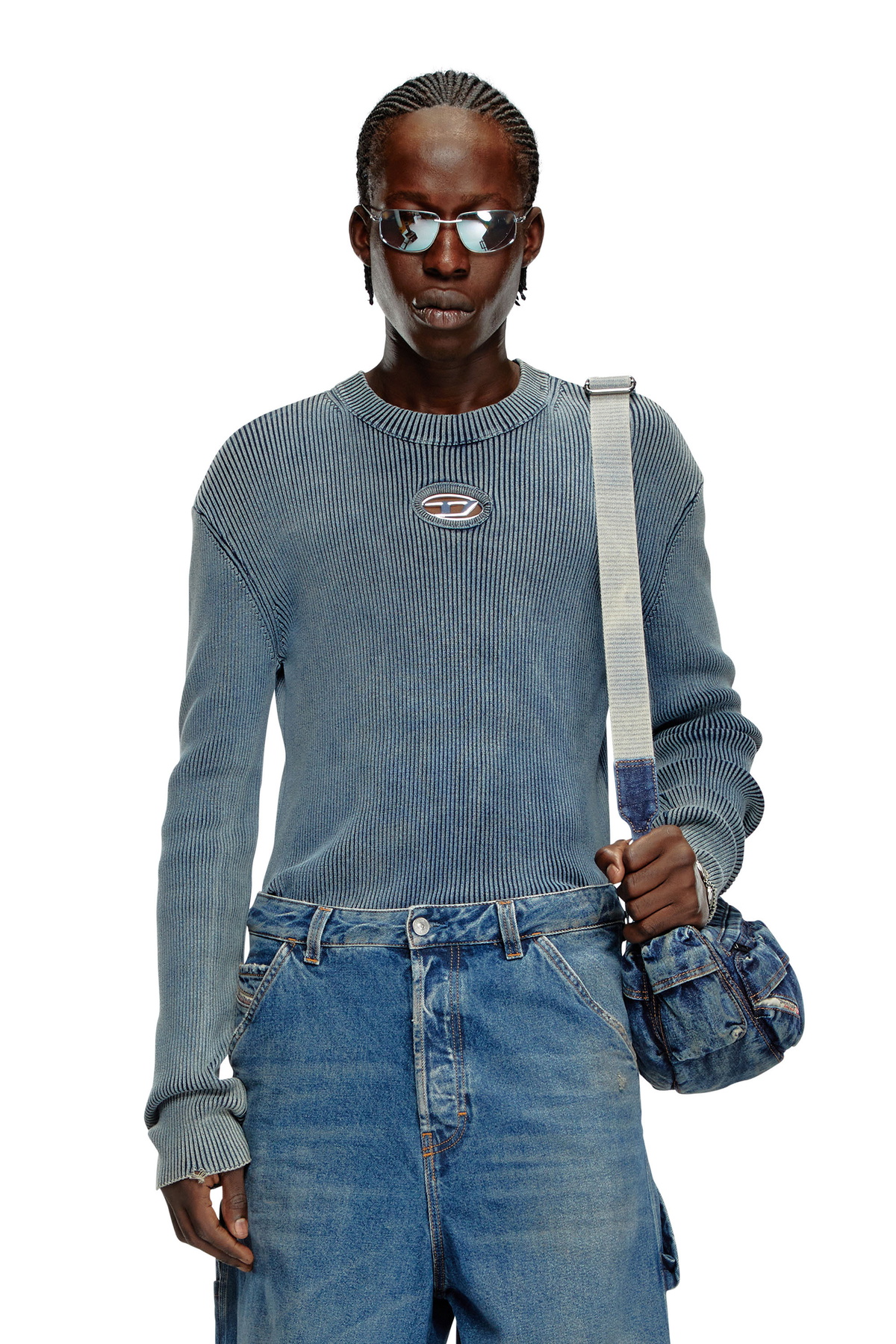 Diesel Cut-out jumper with Oval D - T-Shirts Mens in Blue Diesel