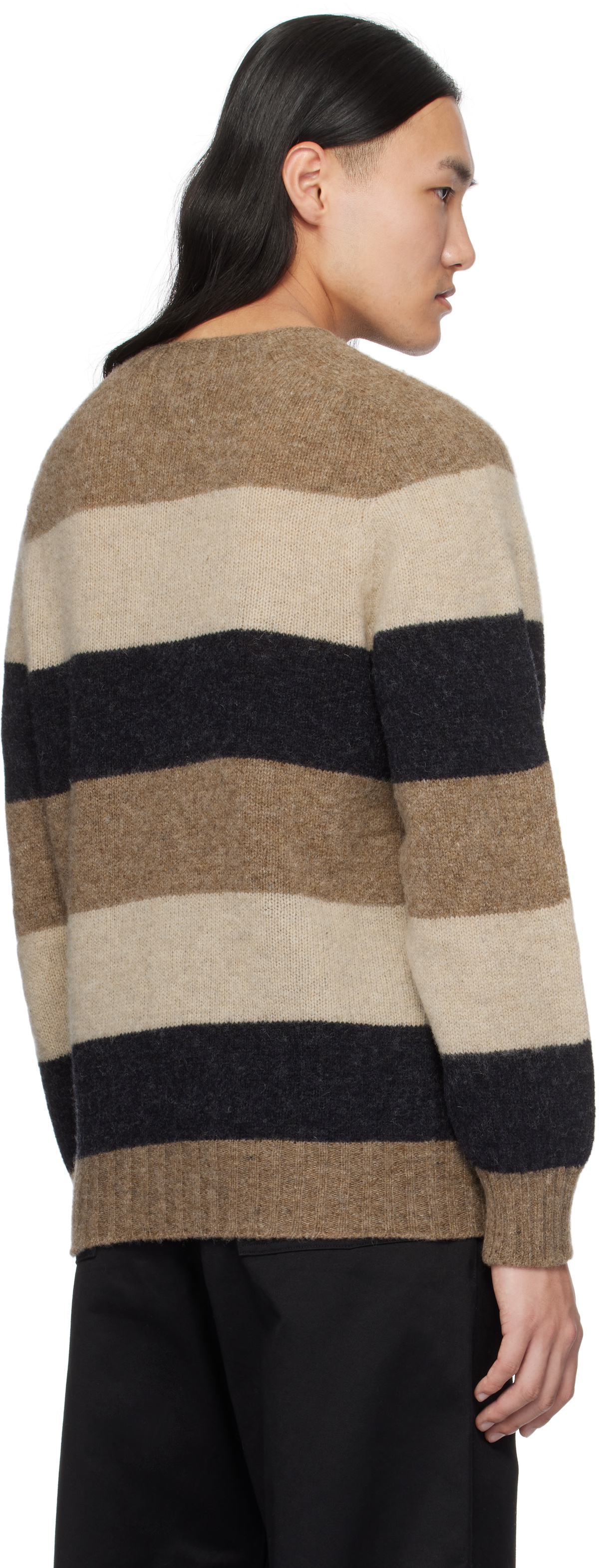 BEAMS PLUS Multicolor Crew Stripe Shaggy Sweater Beams Plus