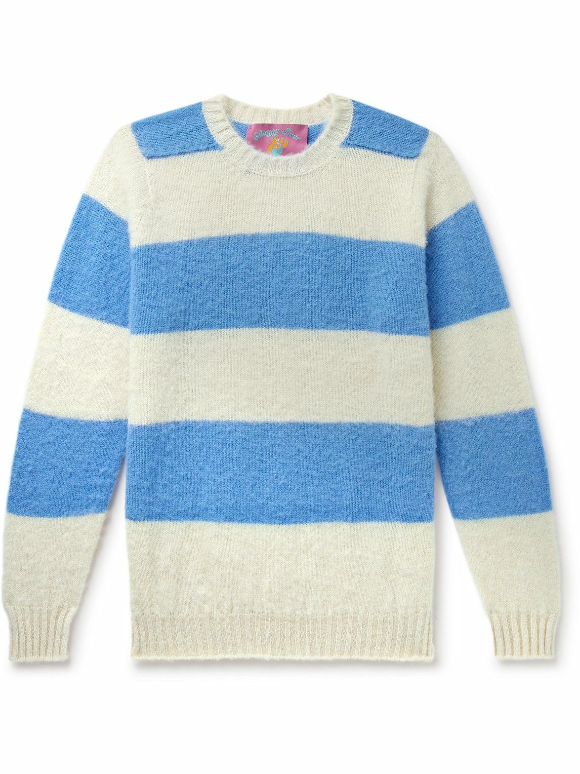 Howlin' - Shaggy Bear Striped Brushed-Wool Sweater - Blue Howlin' by ...