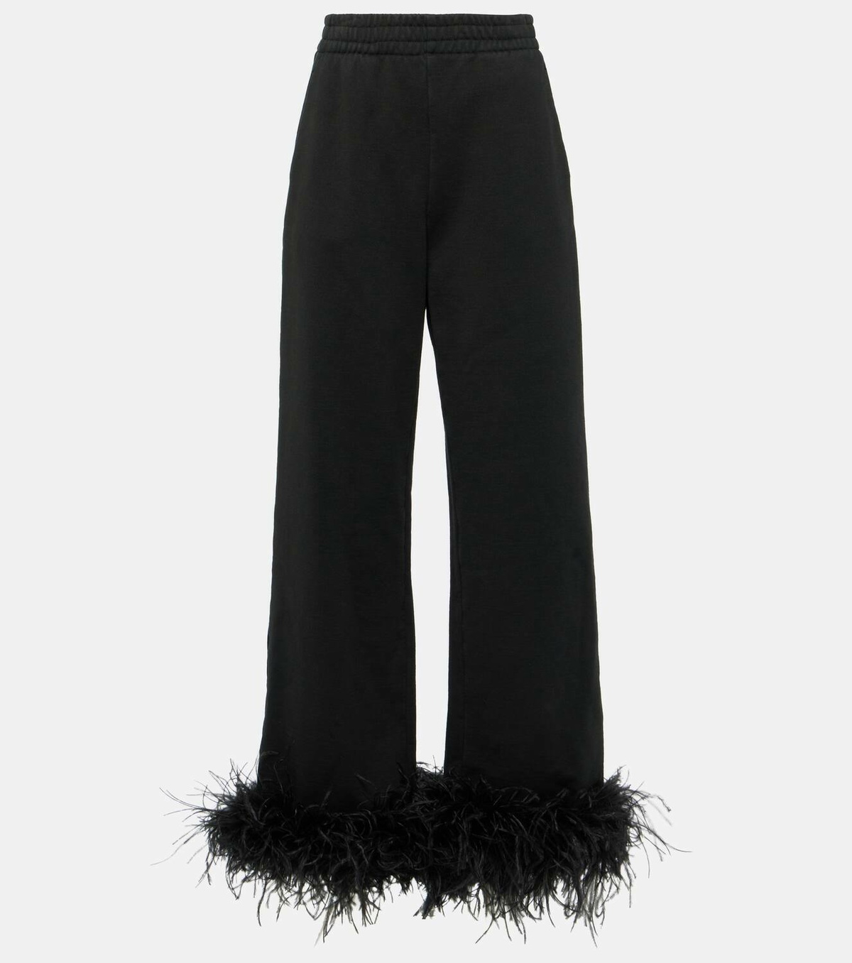 Prada Feather-trimmed cotton sweatpants Prada