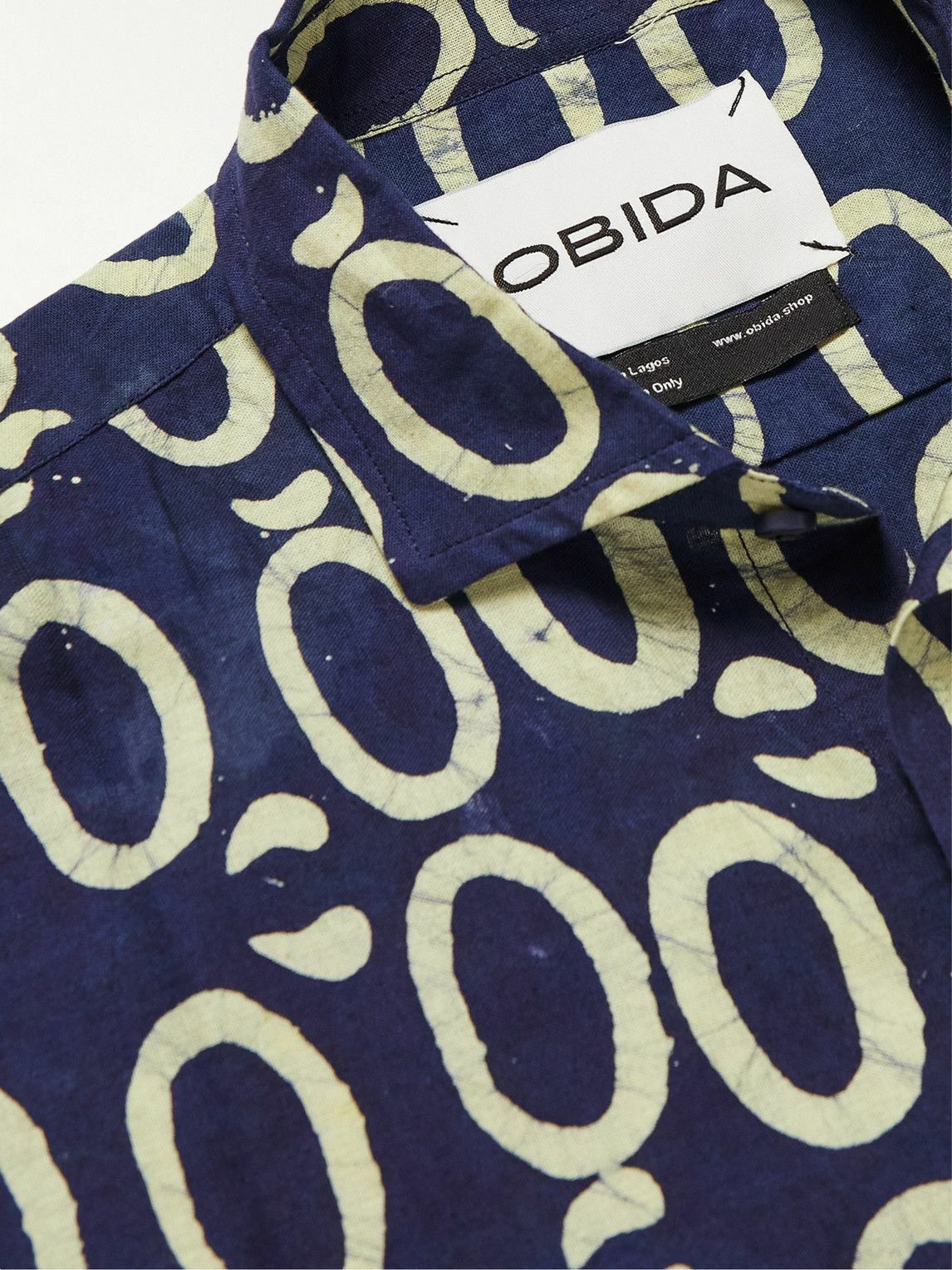 Obida - Twill-Trimmed Printed Cotton-Poplin Shirt - Blue