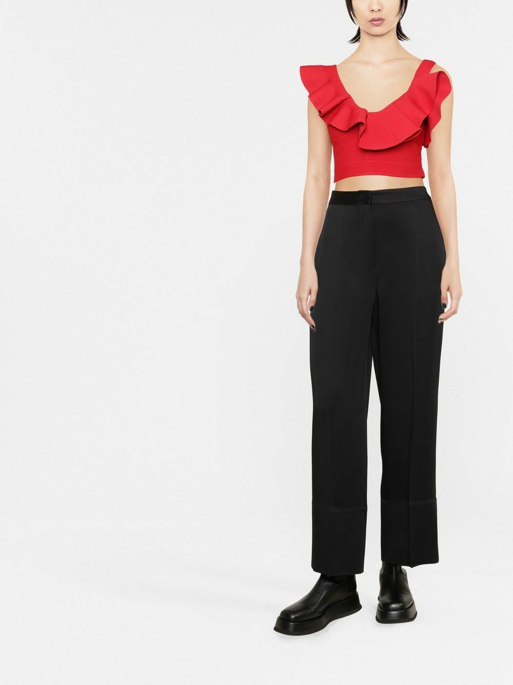 ALEXANDER MCQUEEN - Ruffle Detail Cropped Top Alexander McQueen