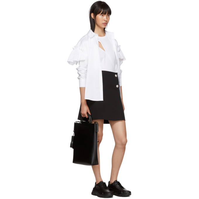 MSGM Black Crystal Buttoned Miniskirt MSGM