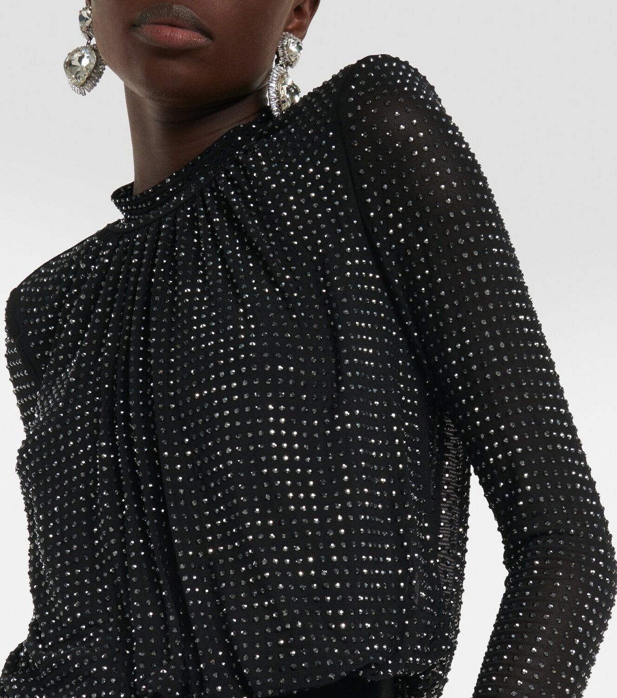 Self-Portrait Crystal-embellished mesh top Self-Portrait