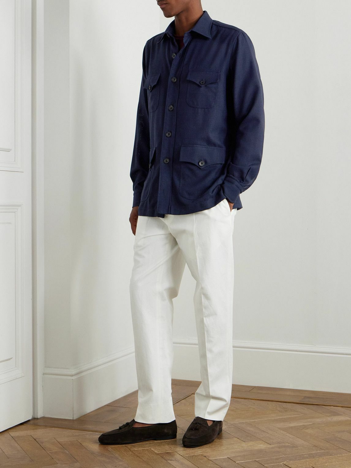 Rubinacci - Sahariana Wool-Hopsack Jacket - Blue Rubinacci