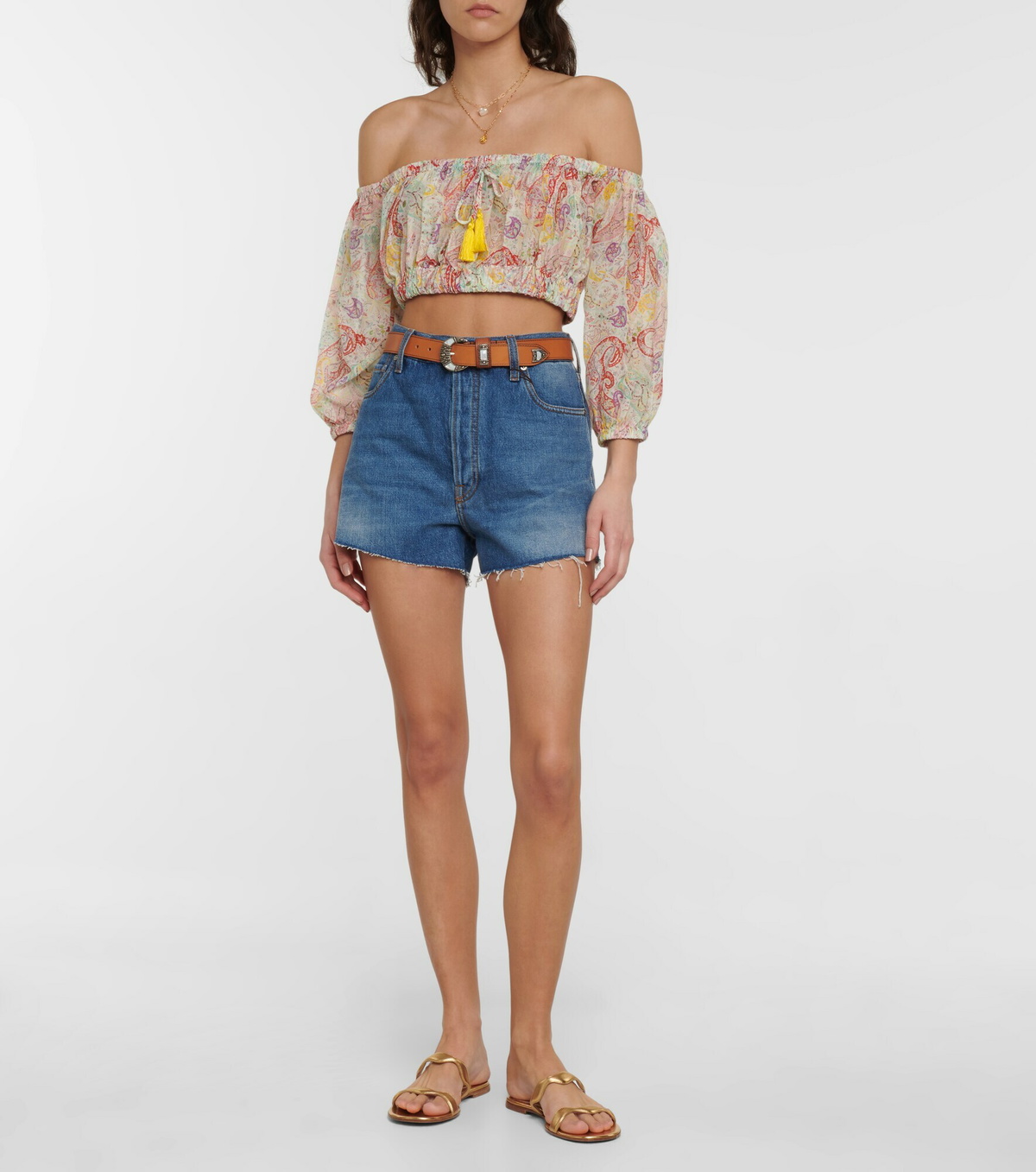 Etro - Paisley cotton and silk crop top Etro