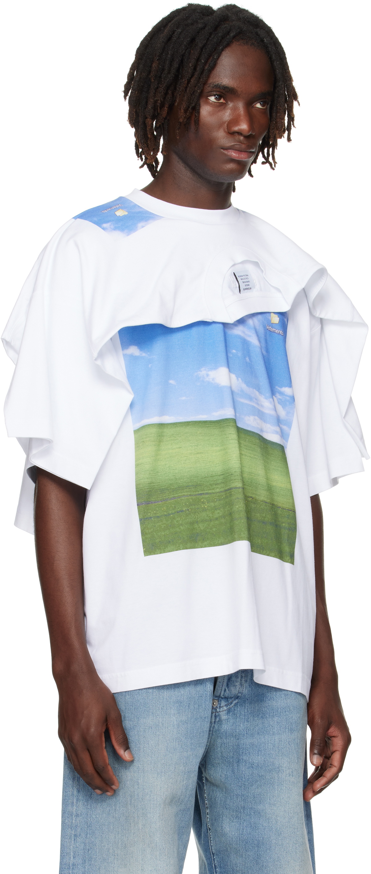 VETEMENTS White Desktop Double Layered T-shirt Vetements
