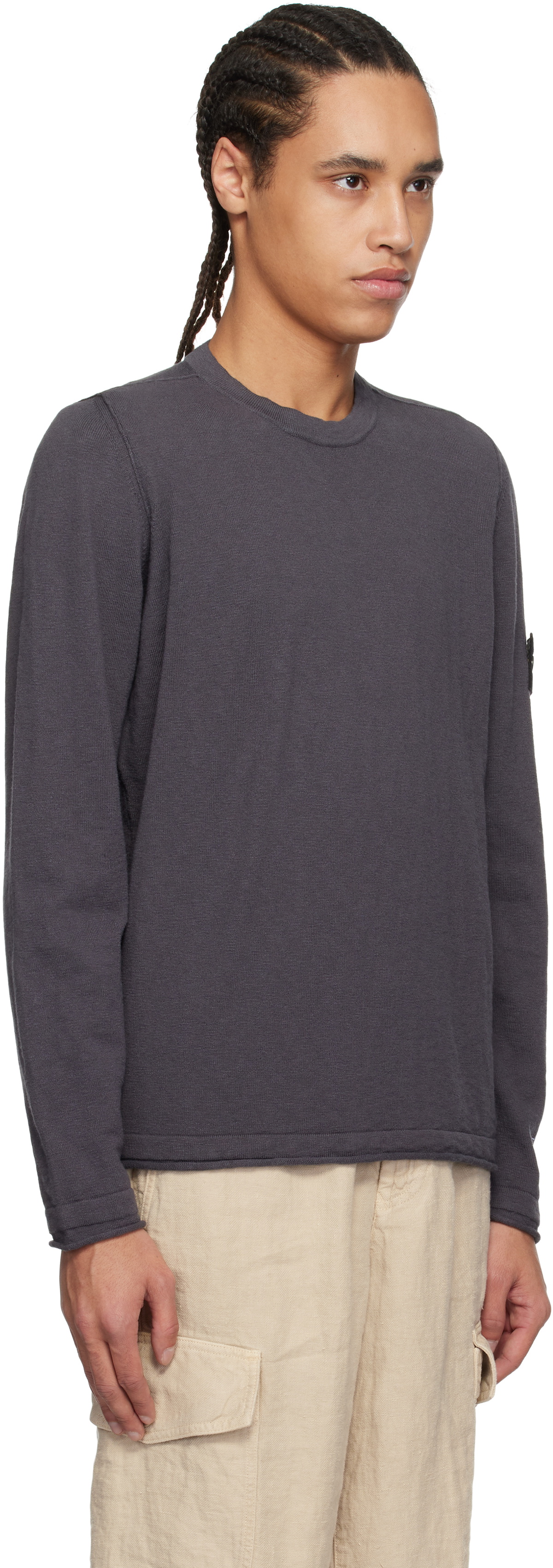 Stone Island Gray Organic Cotton & Nylon Sweater Stone Island