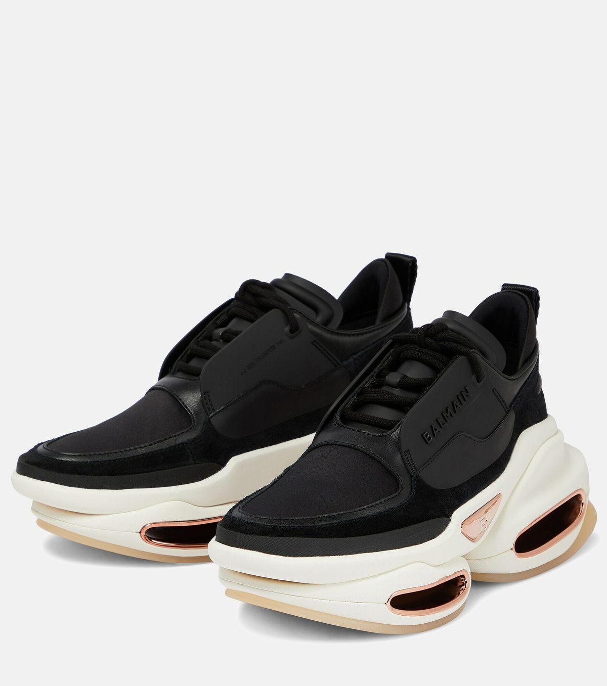 Balmain - BBold leather-trimmed sneakers Balmain