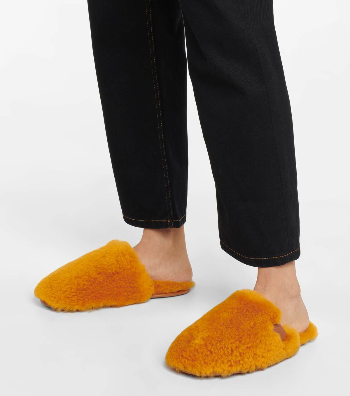 Loewe Logo-patch shearling slippers Loewe