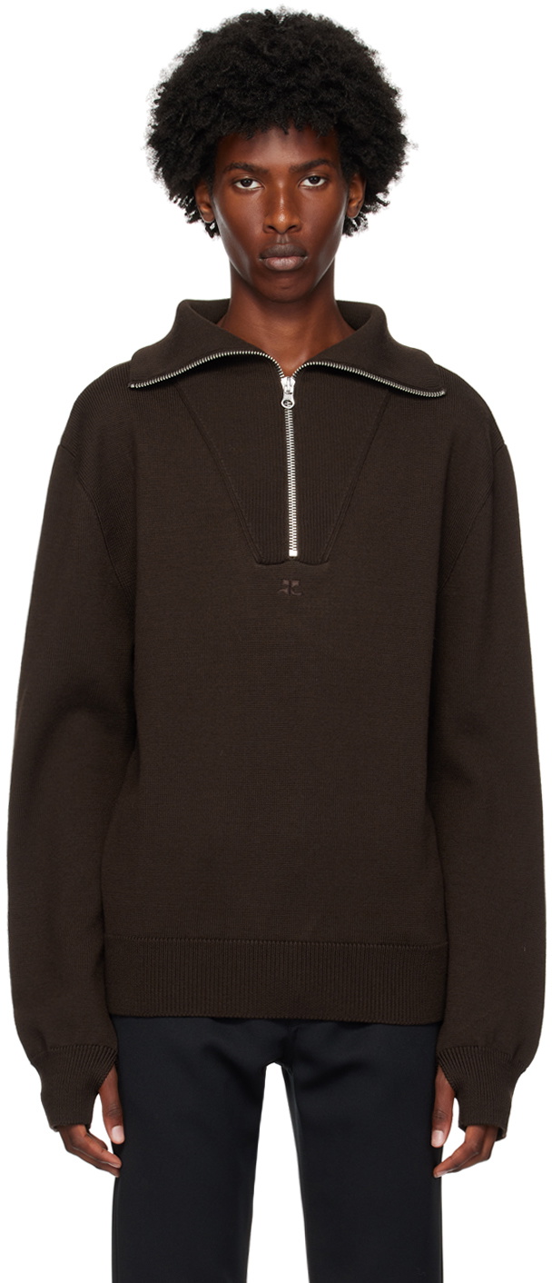 Courrèges Brown Trucker Wool Sweater Courreges