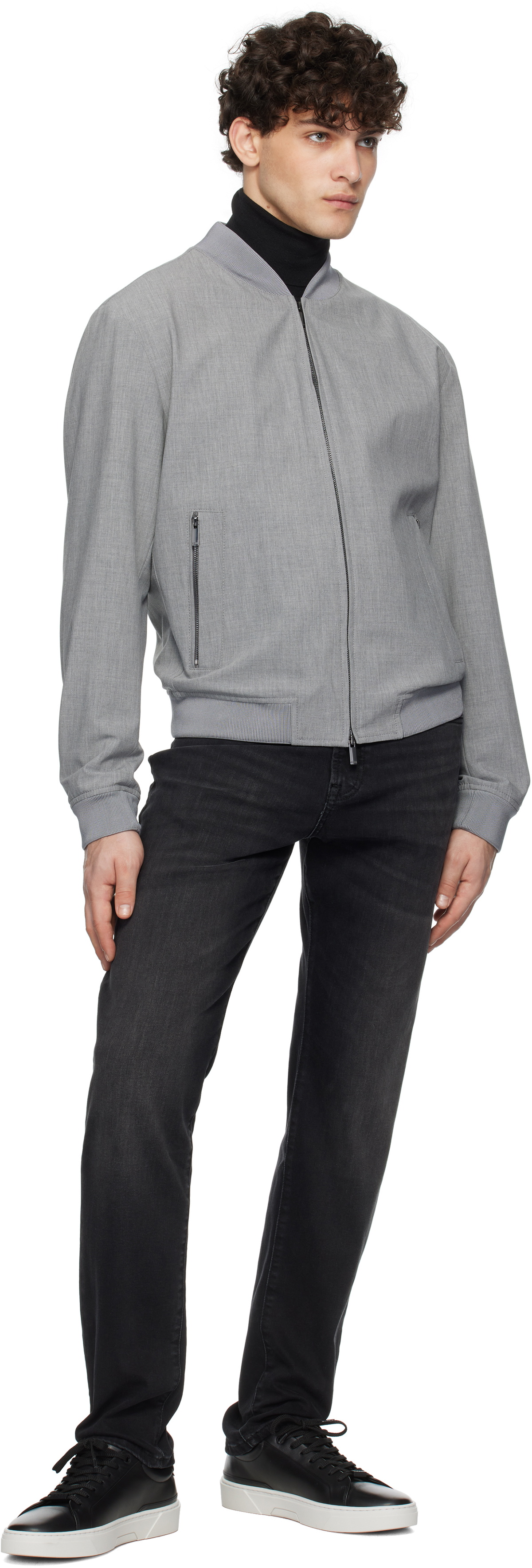 BOSS Gray Slim-Fit Bomber Jacket BOSS