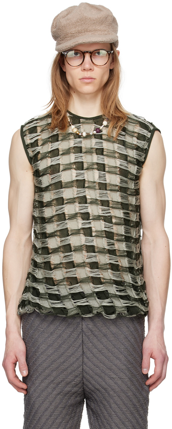 Isa Boulder SSENSE Exclusive Green Torn Tank Top Isa Boulder