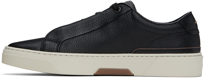 BOSS Black Grained Leather Logo Sneakers BOSS