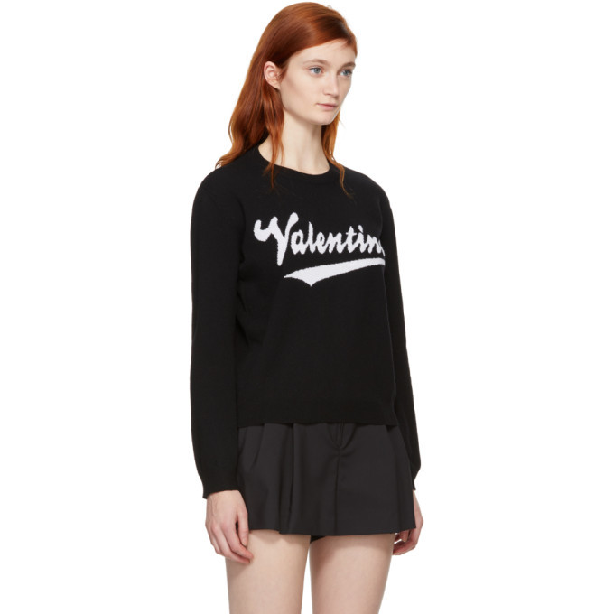 Valentino Black Cashmere Writing Logo Pullover Valentino