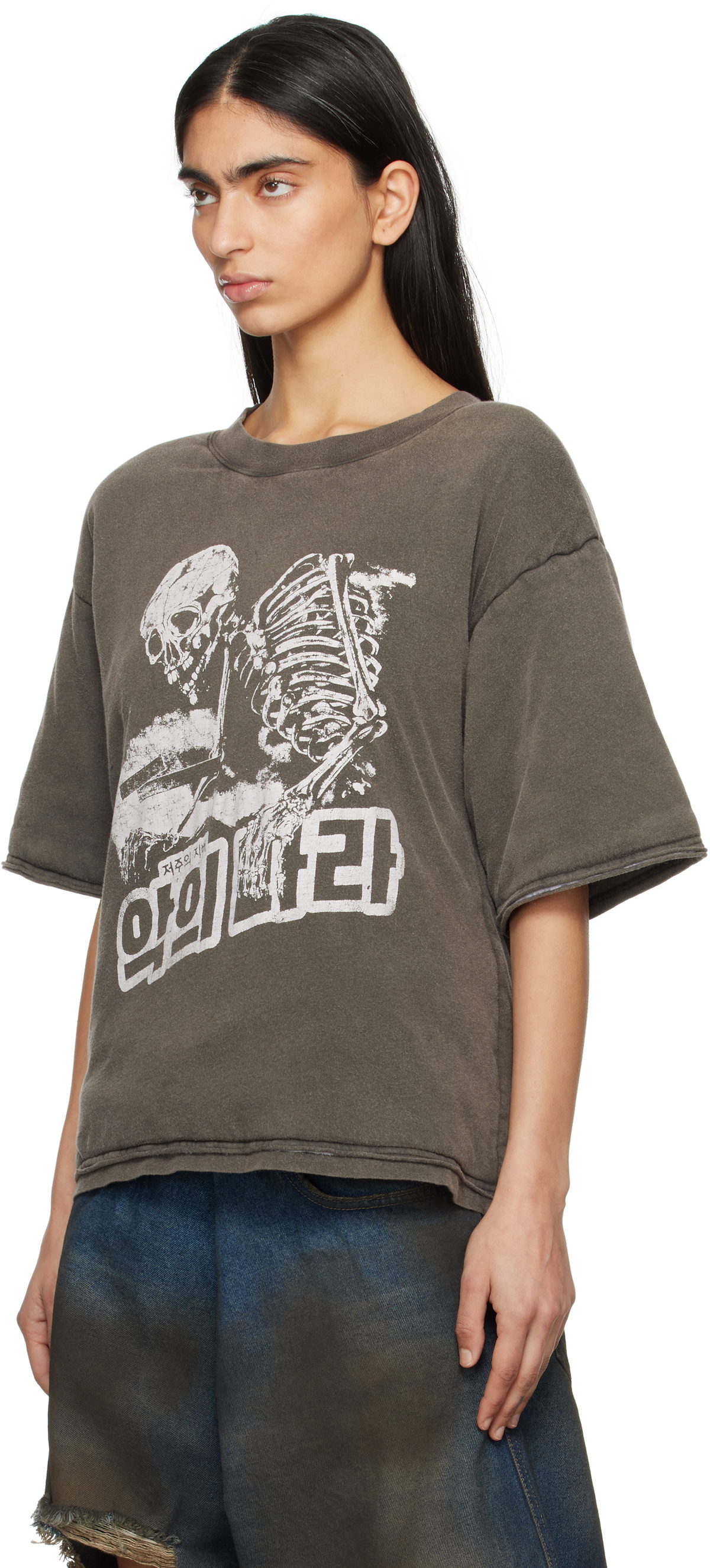 LU'U DAN Gray Wadded T-shirt LU'U DAN
