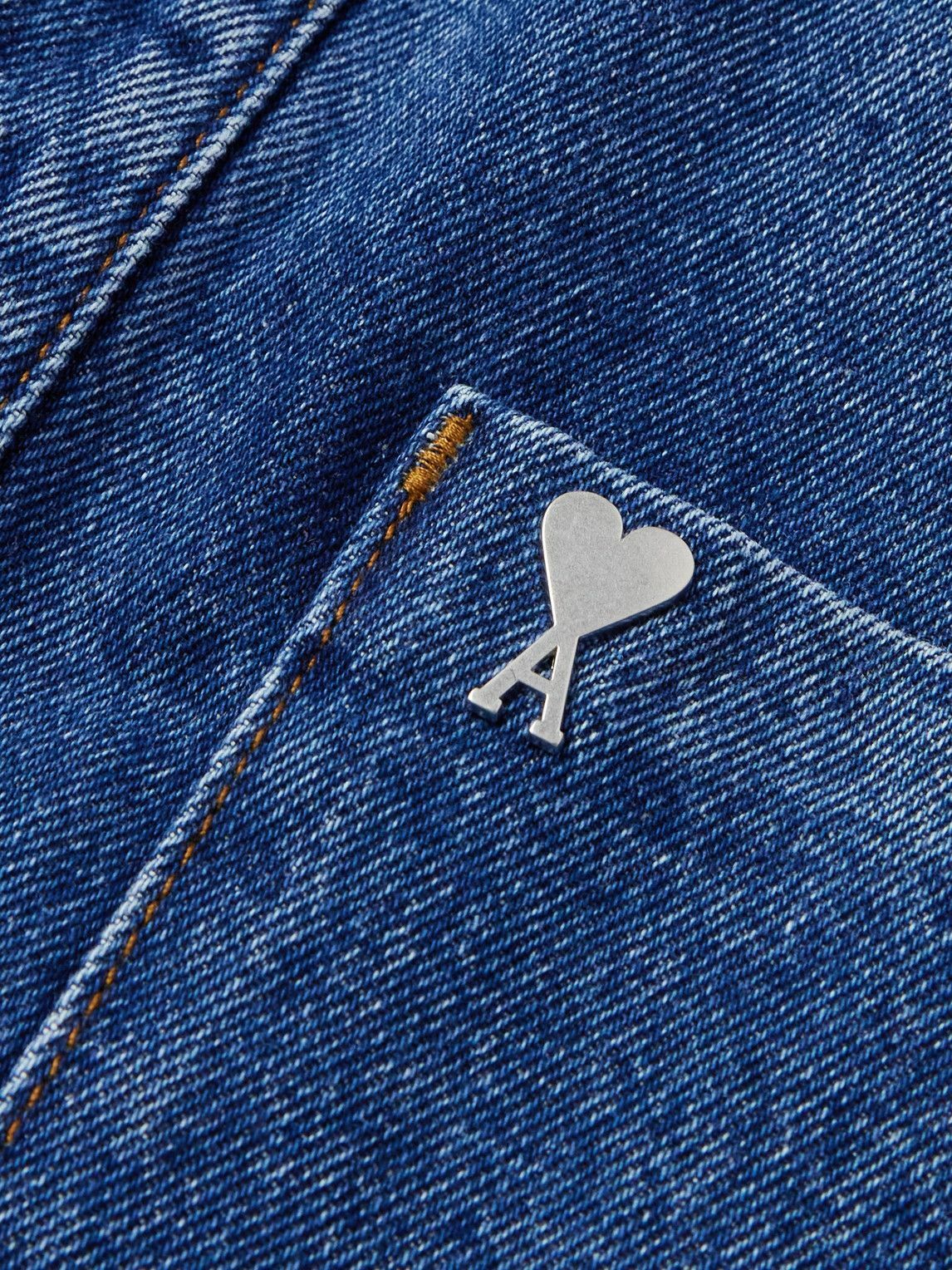 AMI PARIS - Logo-Appliquèd Denim Overshirt - Blue AMI