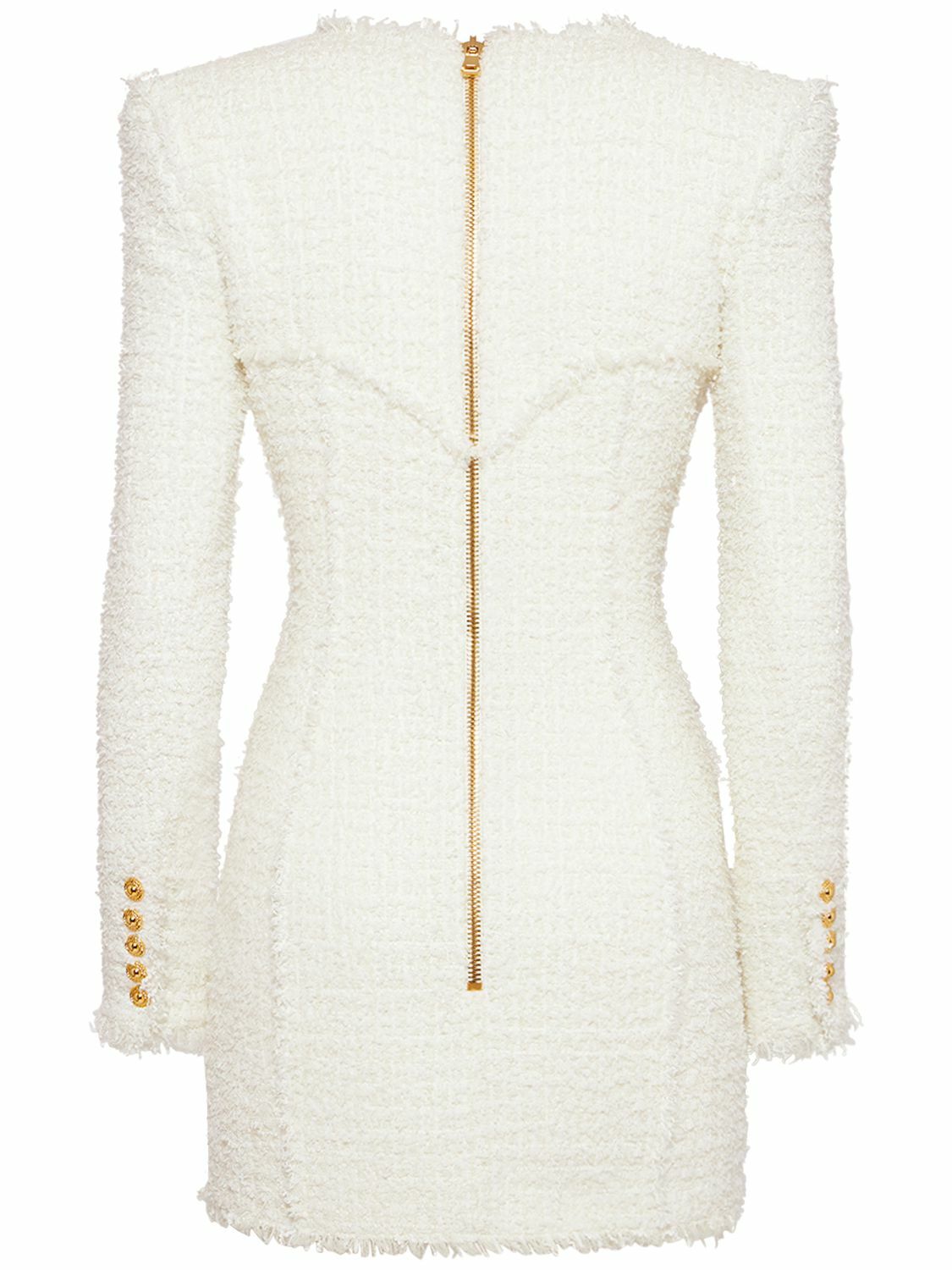 BALMAIN - V-neck Tweed Mini Dress Balmain