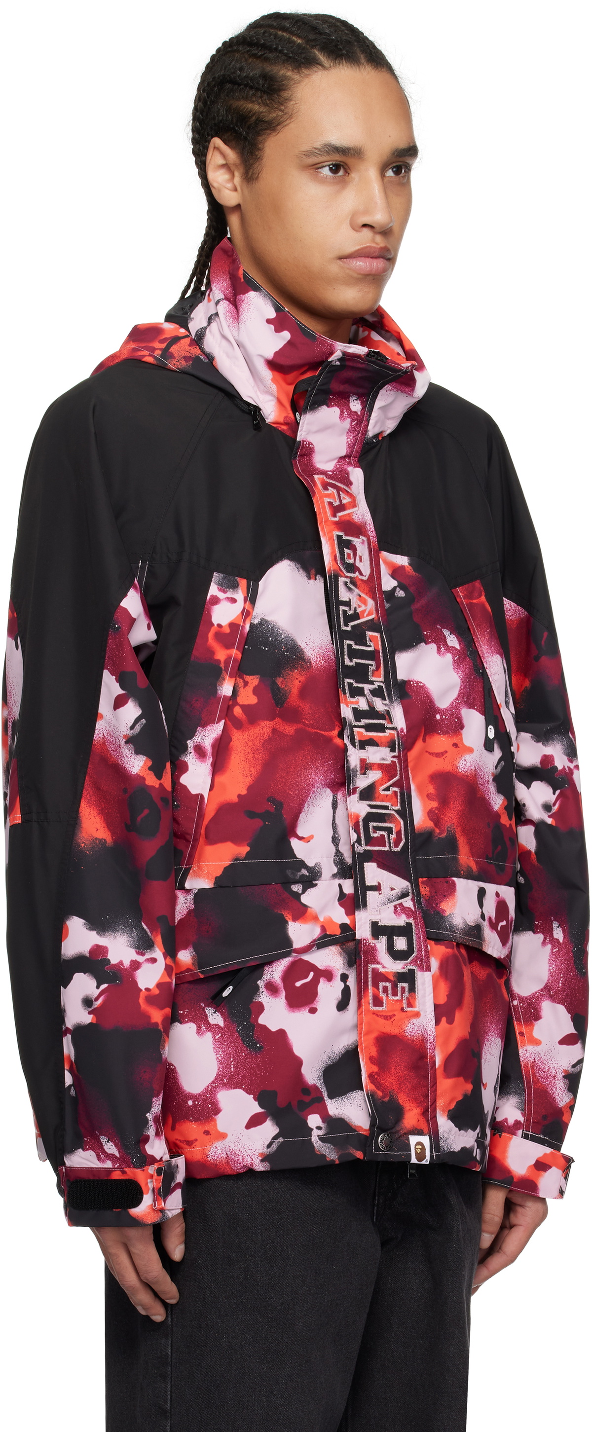 BAPE Black & Red Map Camo Snowboard Jacket A Bathing Ape