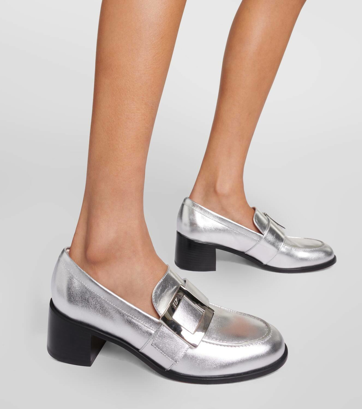 Roger Vivier Viv' Rangers embellished metallic leather loafers Roger Vivier