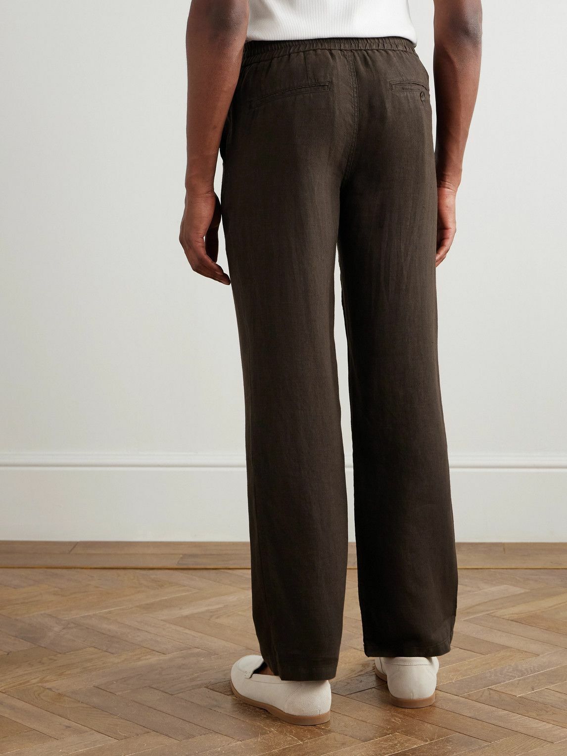 Mr P. - Edward Straight-Leg Garment-Dyed Linen Drawstring Trousers ...