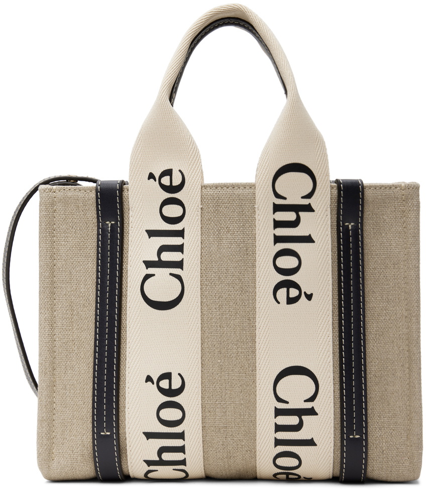 Chloé Beige & Black Small Woody Tote Chloe