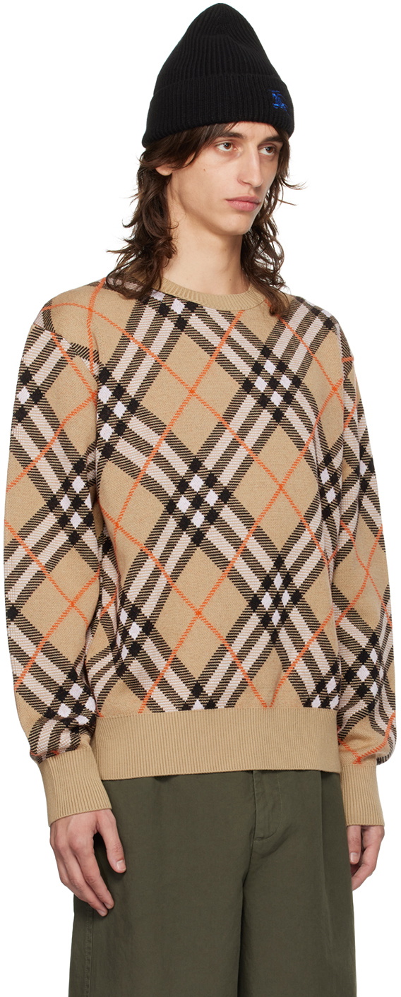 Burberry Beige Check Sweater Burberry