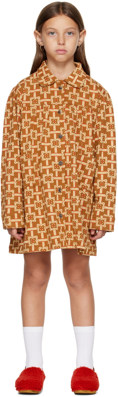 Misha & Puff Kids Brown Smock Coat