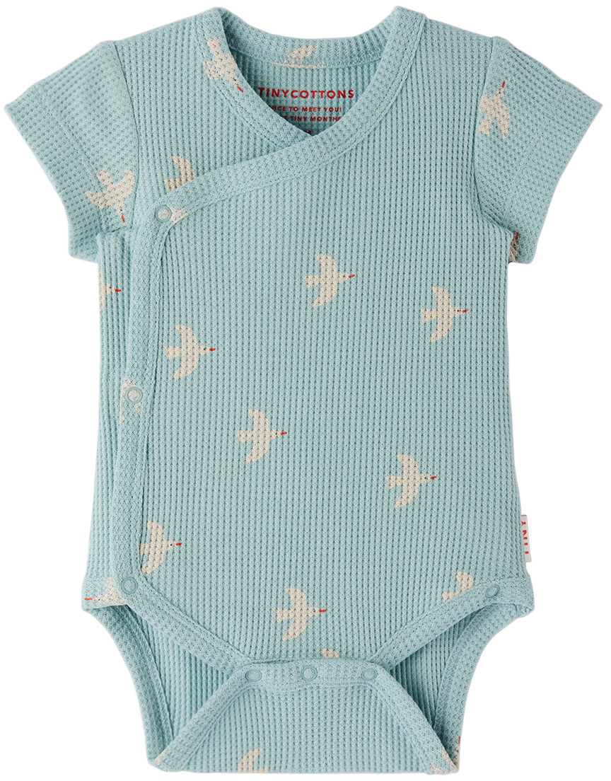 TINYCOTTONS Baby Blue Birds Crossed Bodysuit
