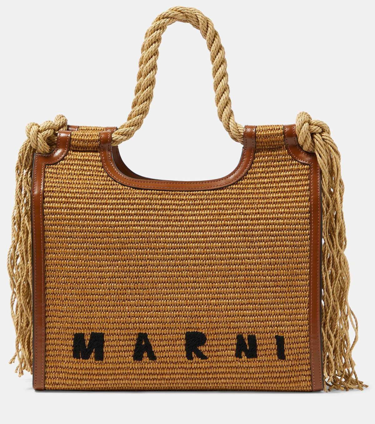 Marni Marcel Medium raffia-effect tote bag Marni
