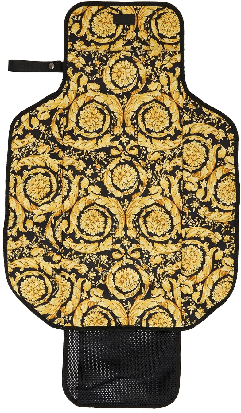 Versace Baby Black & Gold Barocco Portable Changing Mat Versace