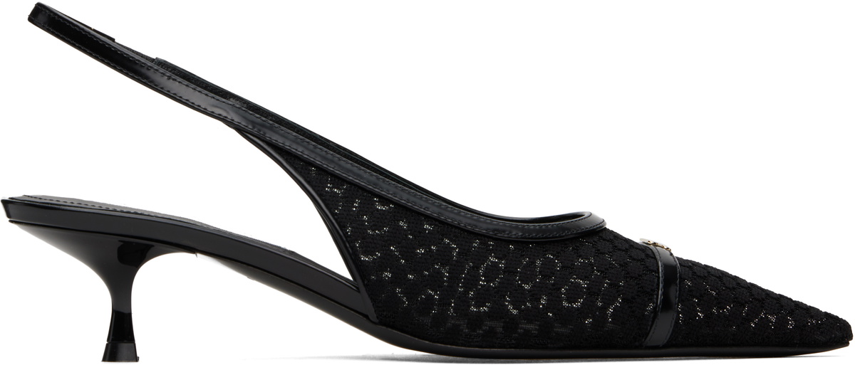 Victoria Beckham Black Mesh Slingback Kitten Heel Victoria Beckham
