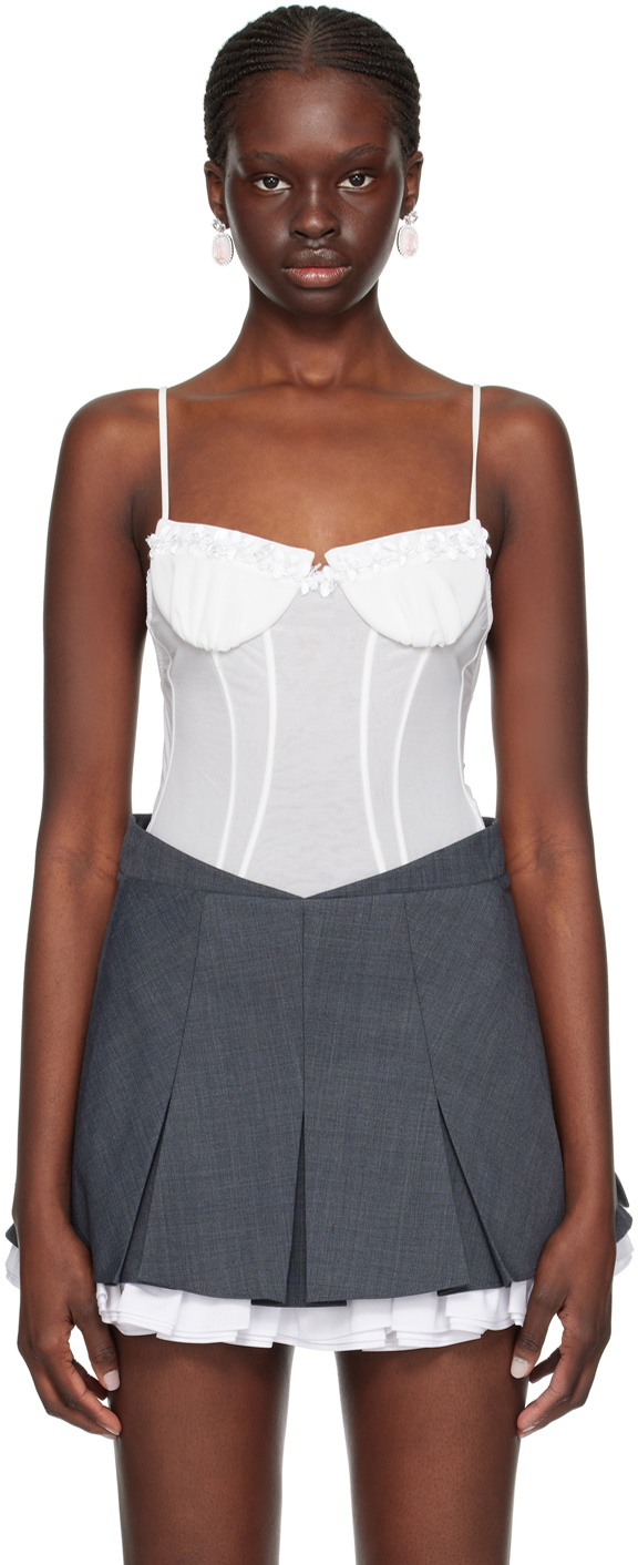 SHUSHU/TONG White Ruffled Bodysuit Shushu/Tong