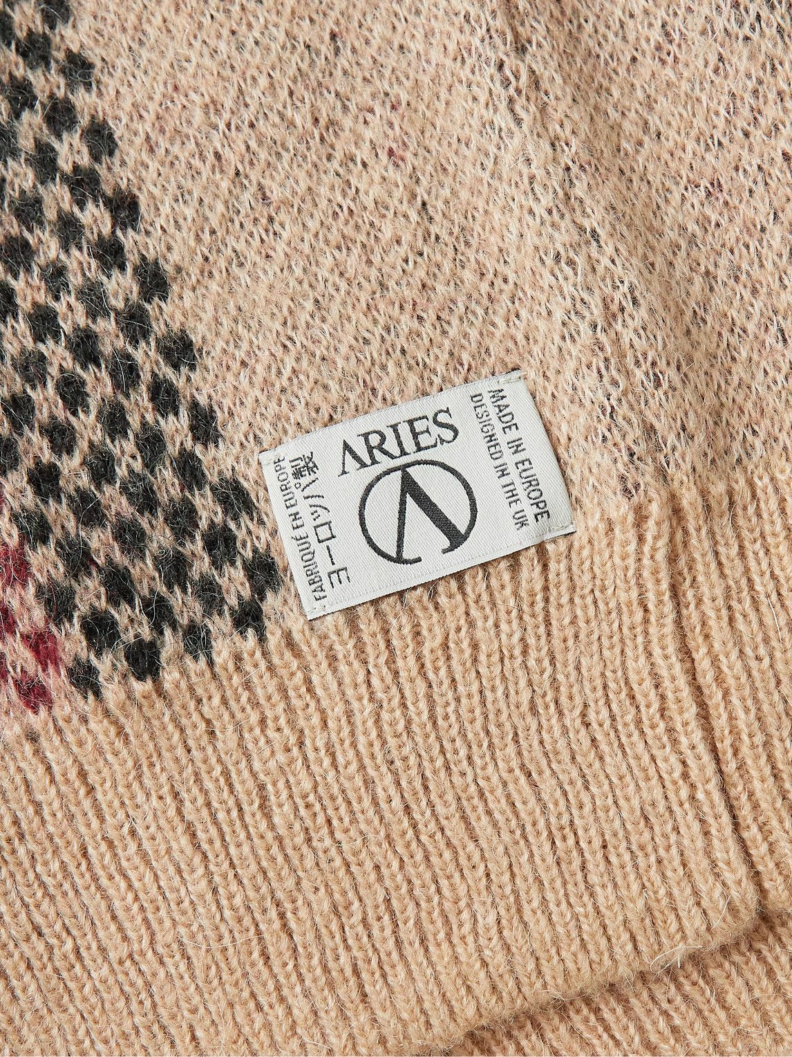 Aries - Johnny Checked Jacquard-Knit Cardigan - Neutrals ARIES