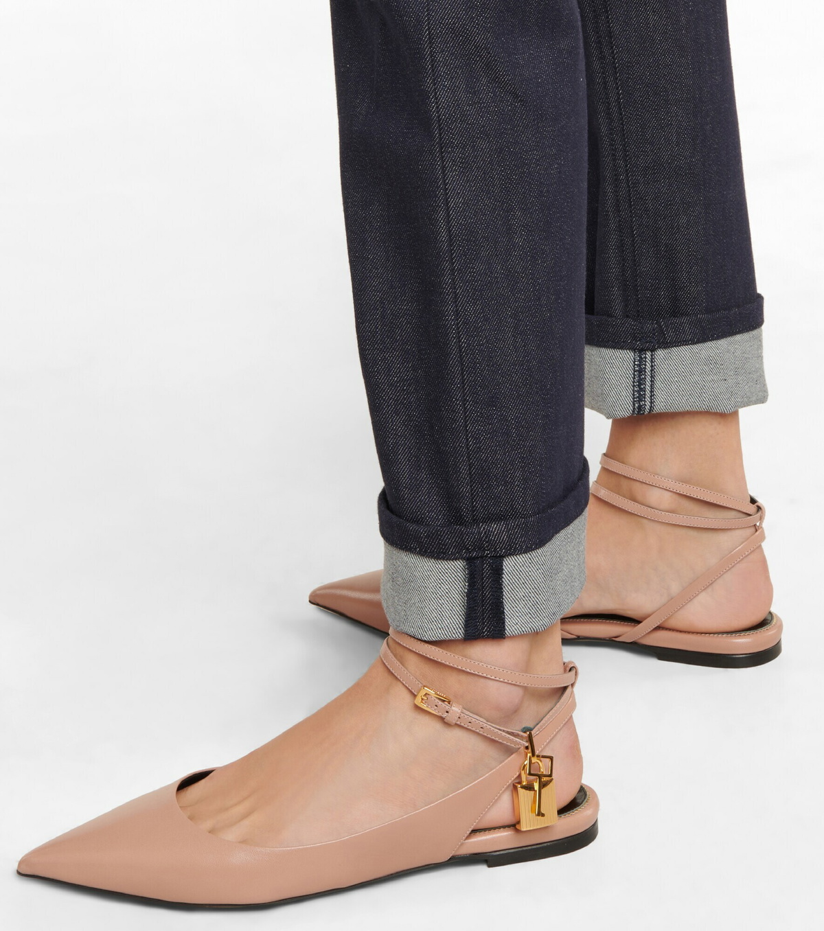 Tom Ford - Padlock leather slingback flats TOM FORD