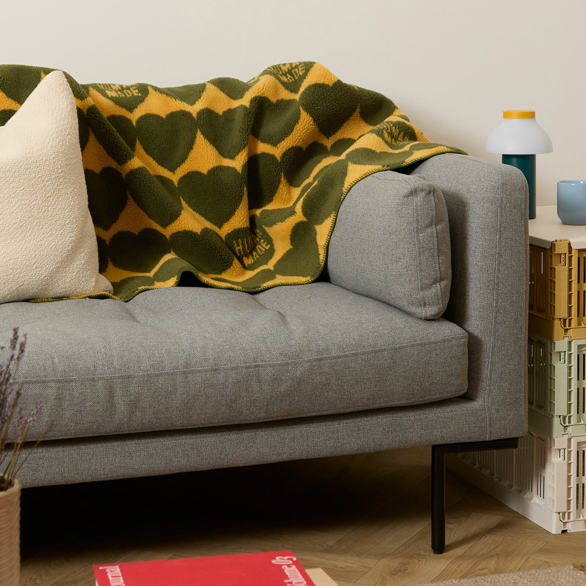 Human Made Men's Heart Fleece Blanket in Olive Drab Human Made